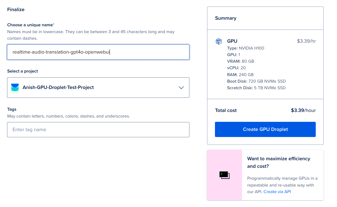 Real-Time Audio Translation with OpenAI APIs on DigitalOcean GPU Droplets Using Open WebUI ...